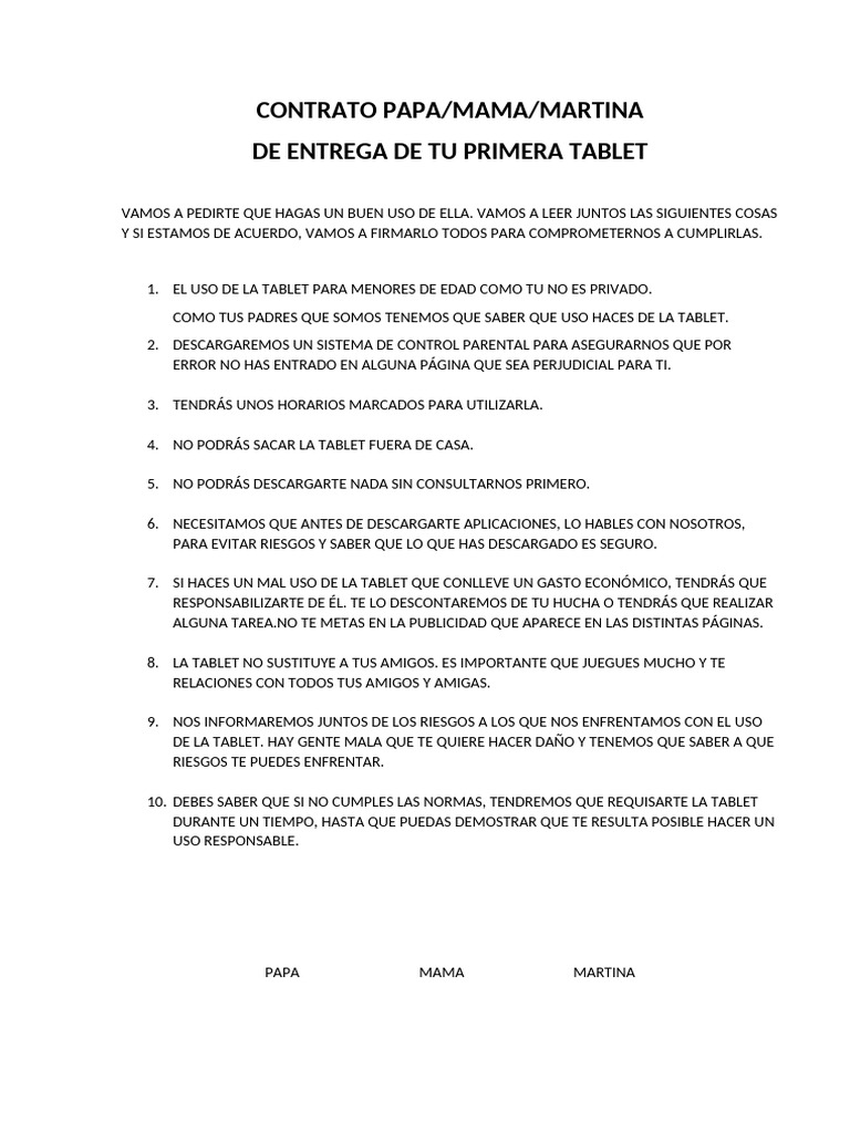 Contrato Tablet | PDF