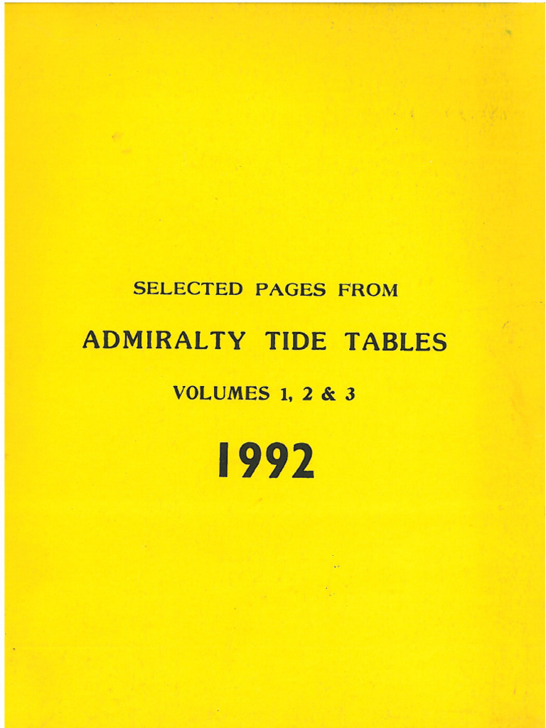 Selected Pages From Admiralty Tide Tables 1992 | PDF