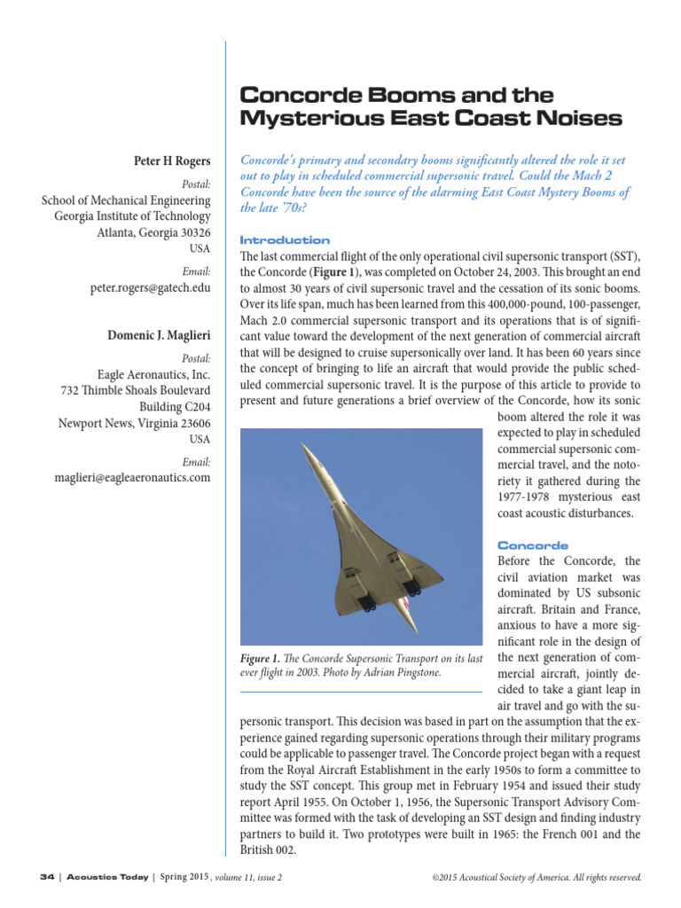 Concorde Booms and The Mysterious East Coast Noises Peter H Rogers and Domenic J. Maglieri | PDF