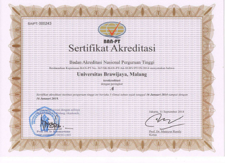 Sertifikat Akreditasi - Universitas Brawijaya - 2017 - Compressed | PDF