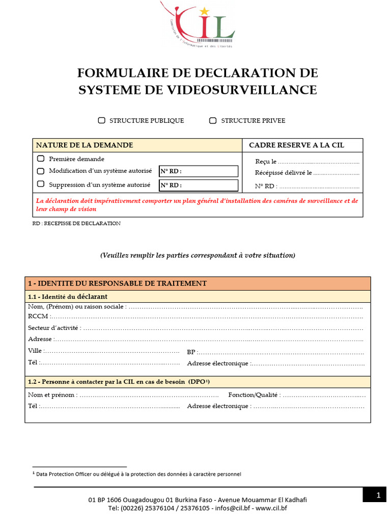 Formulaire de Declaration de Systeme de Videosurveillance22-2 | PDF