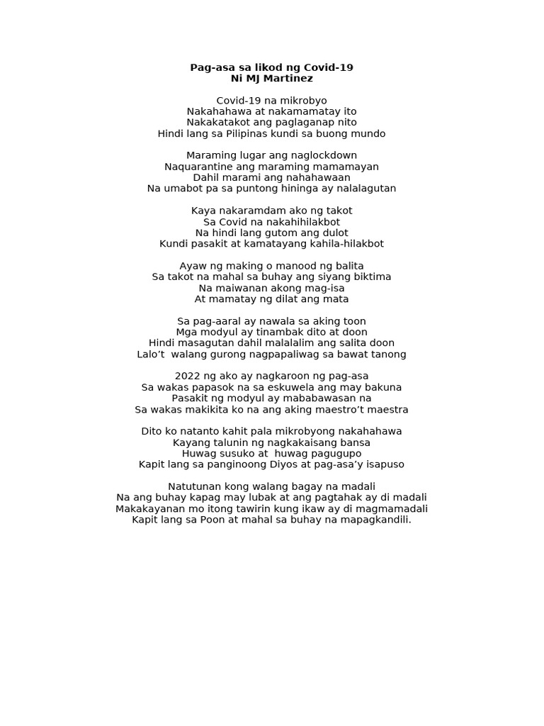 Tula NG Pandemya | PDF