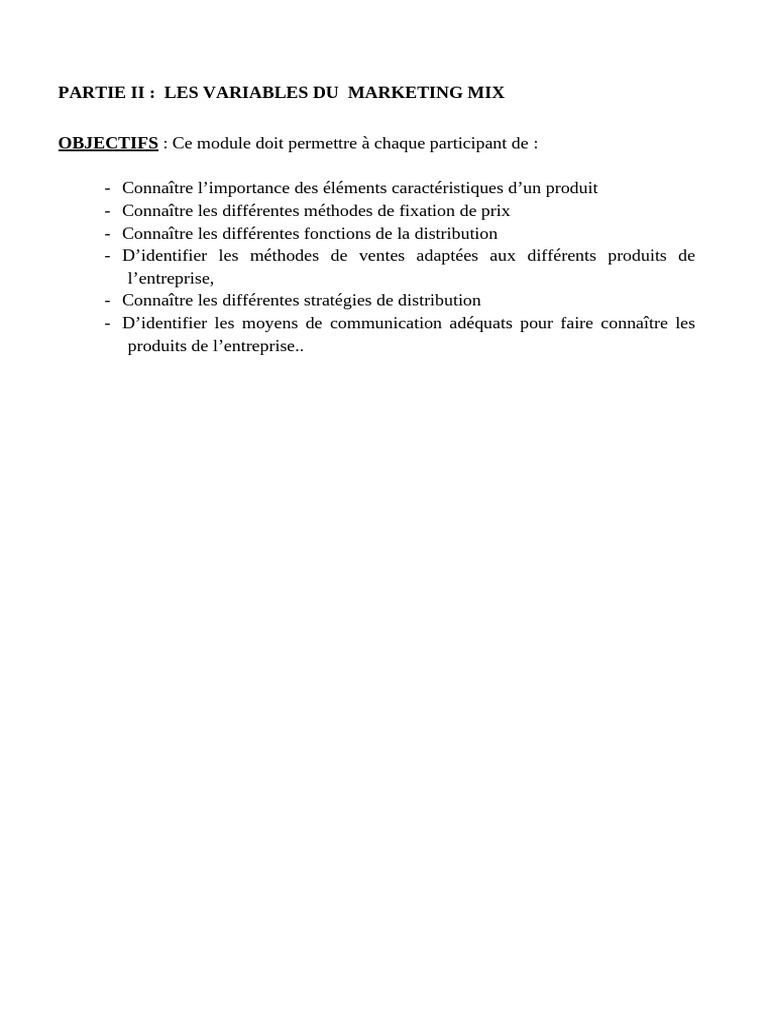 Complement Cours LSTCF 1B Partie 2 Marketing Mix 20 | PDF