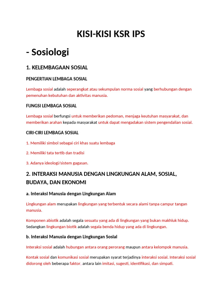 Materi KSR Ips | PDF