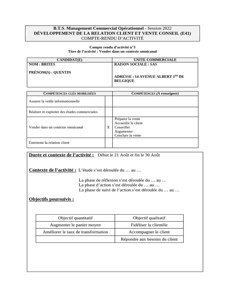 Compte Rendu D'activité 3 | PDF