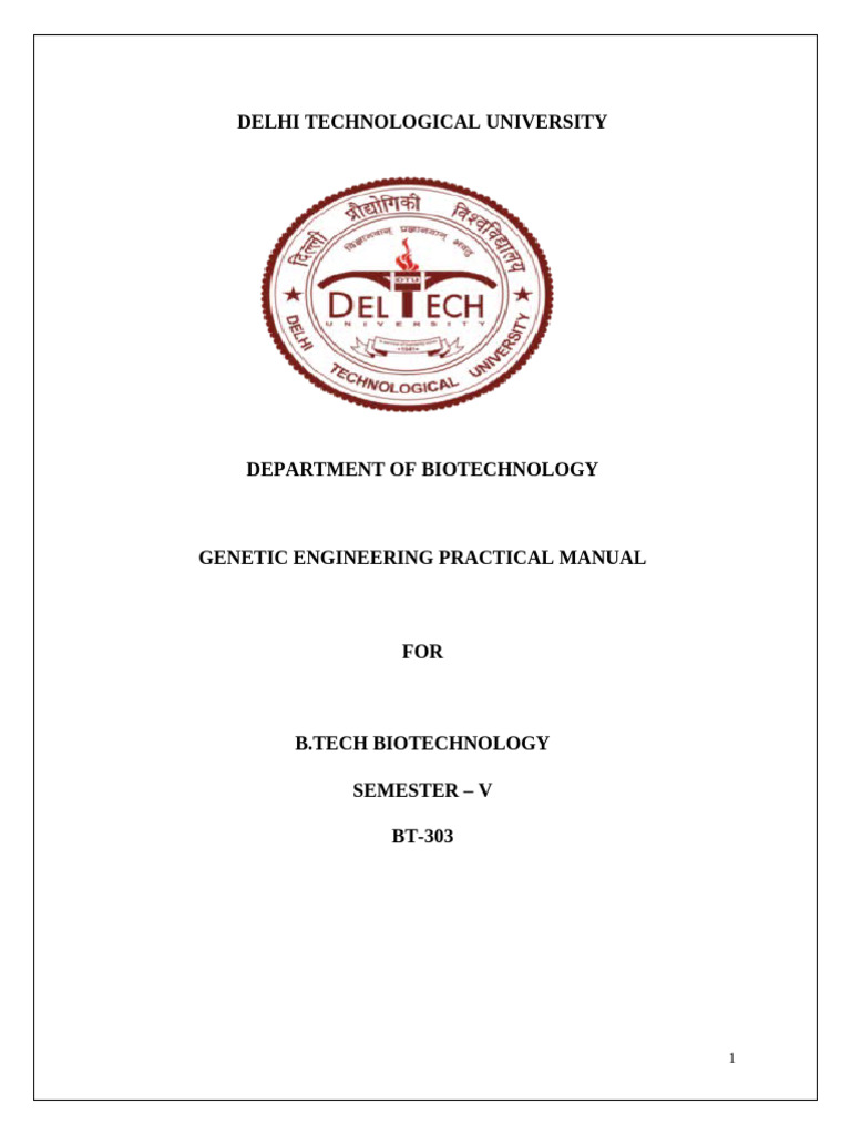 Genetic Engg Lab Manual | PDF