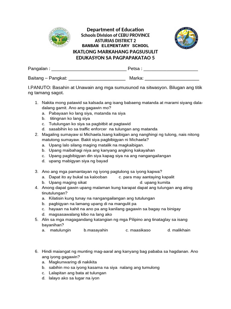 PT - Esp 5 - Q3 | PDF | Language Arts & Discipline