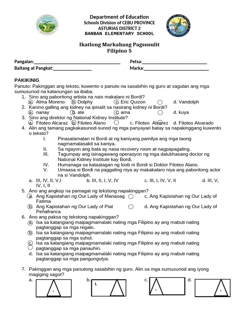 PT_FILIPINO 5_Q3 | PDF