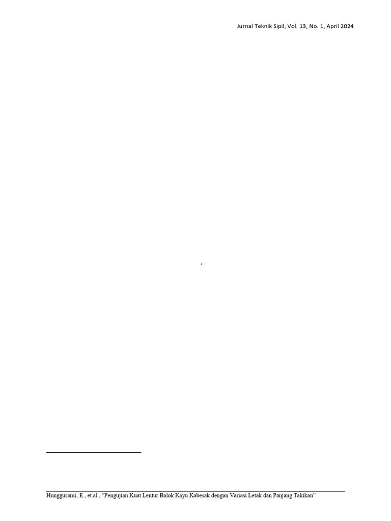 Pengujian Kuat Lentur Balok Kayu Kabesak Dengan Variasi Letak Dan ...