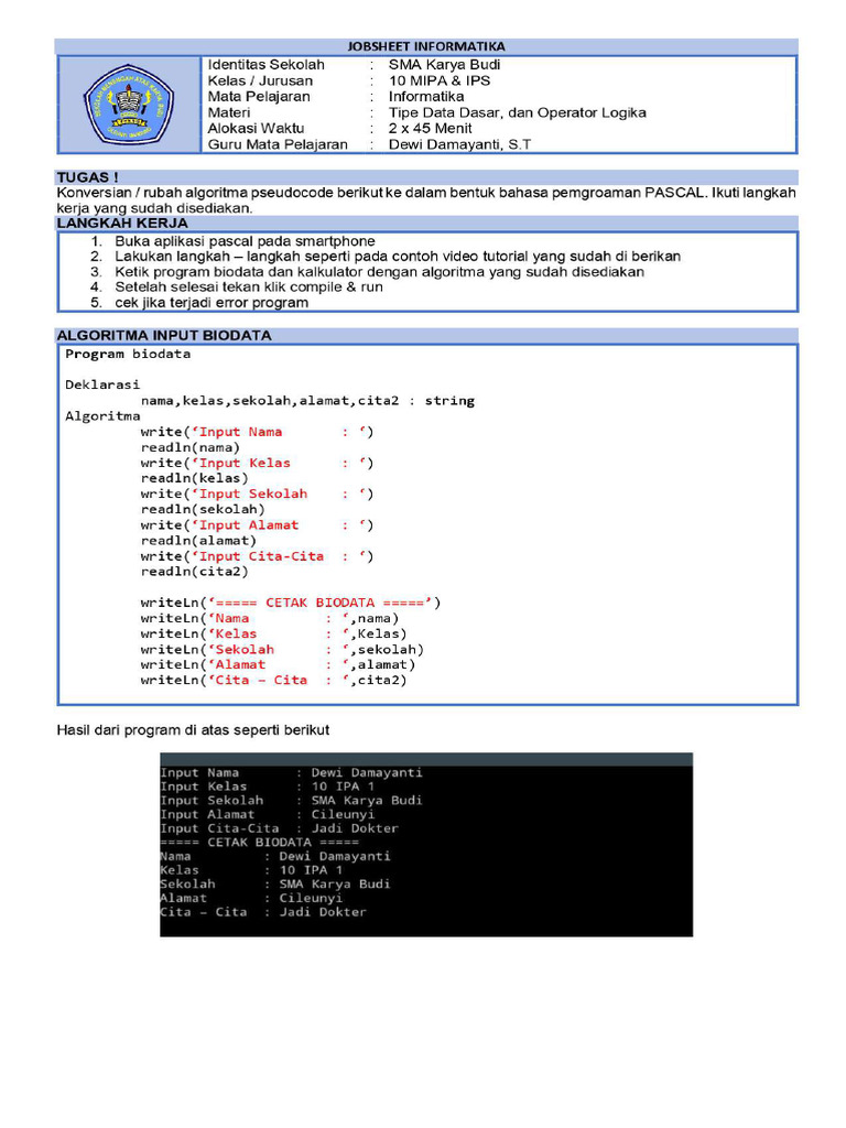 JOBSHEET INFORMATIKA AP SMT 2 | PDF