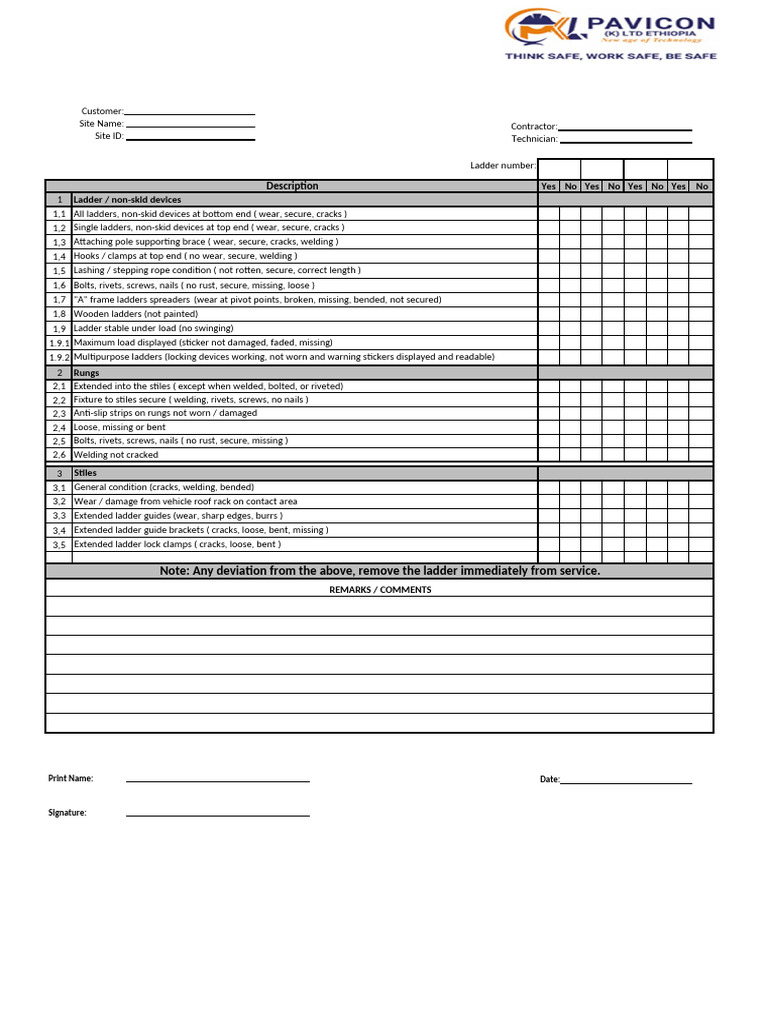 DAILY INSPECTION RECORD FOR PORTABLE LADDERS | PDF