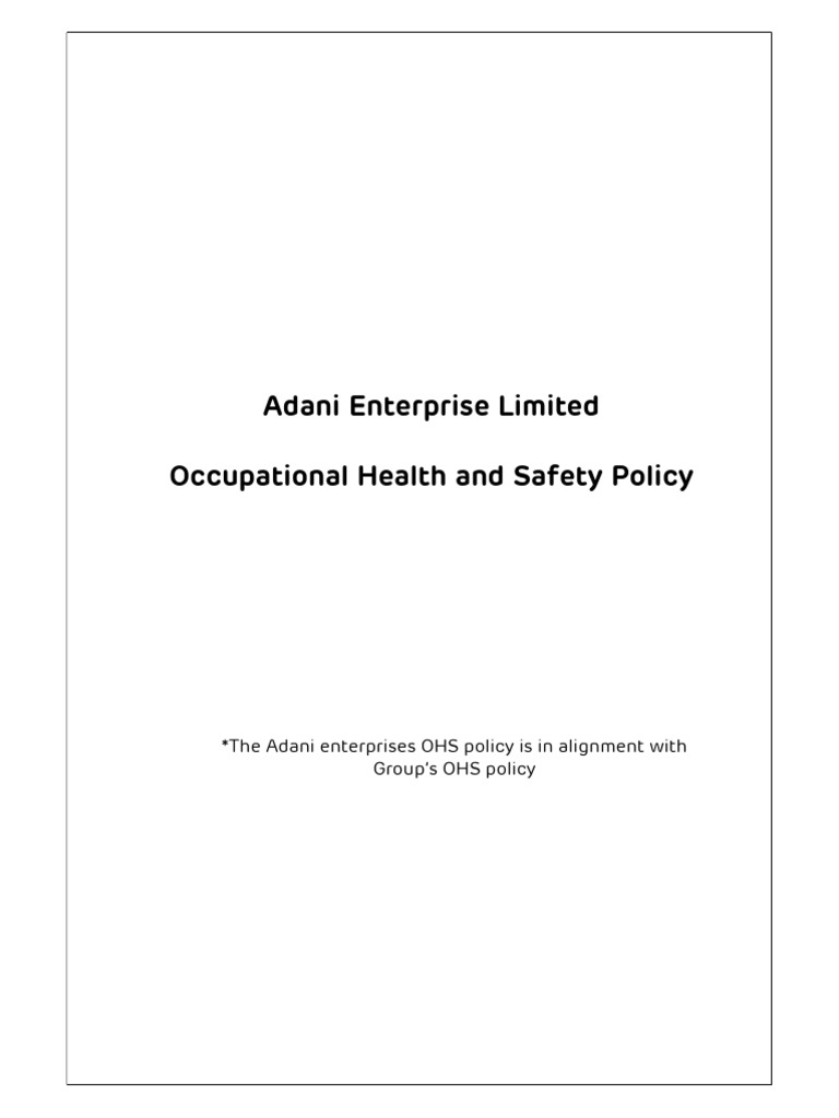 Occupational Health And Safety Policy Pdf Occupational Safety And