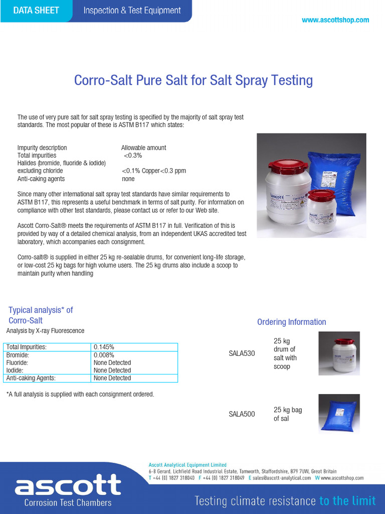 Corro Salt Data Sheet | PDF