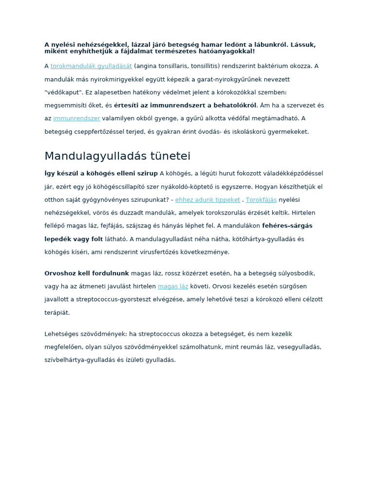 Mandulagyulladás | PDF