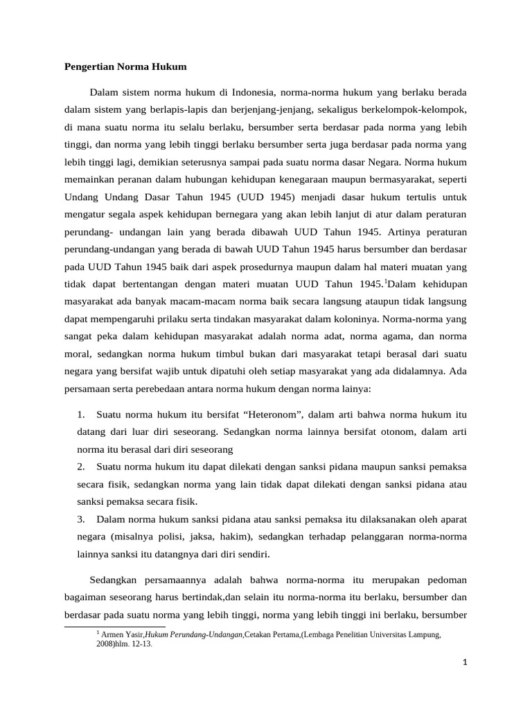 Pengertian Norma Hukum | PDF