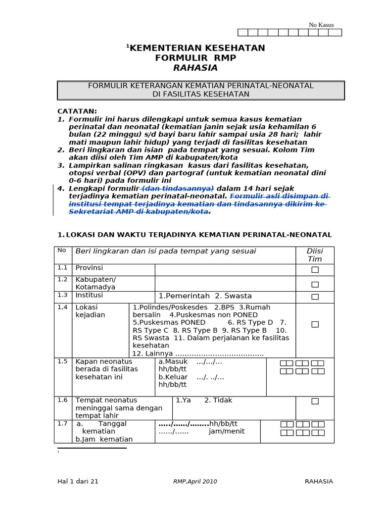 Formulir RMP (Revisi 20100524) | PDF