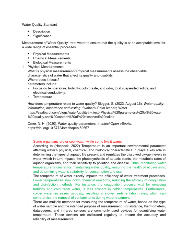 Water Quality Standard | PDF