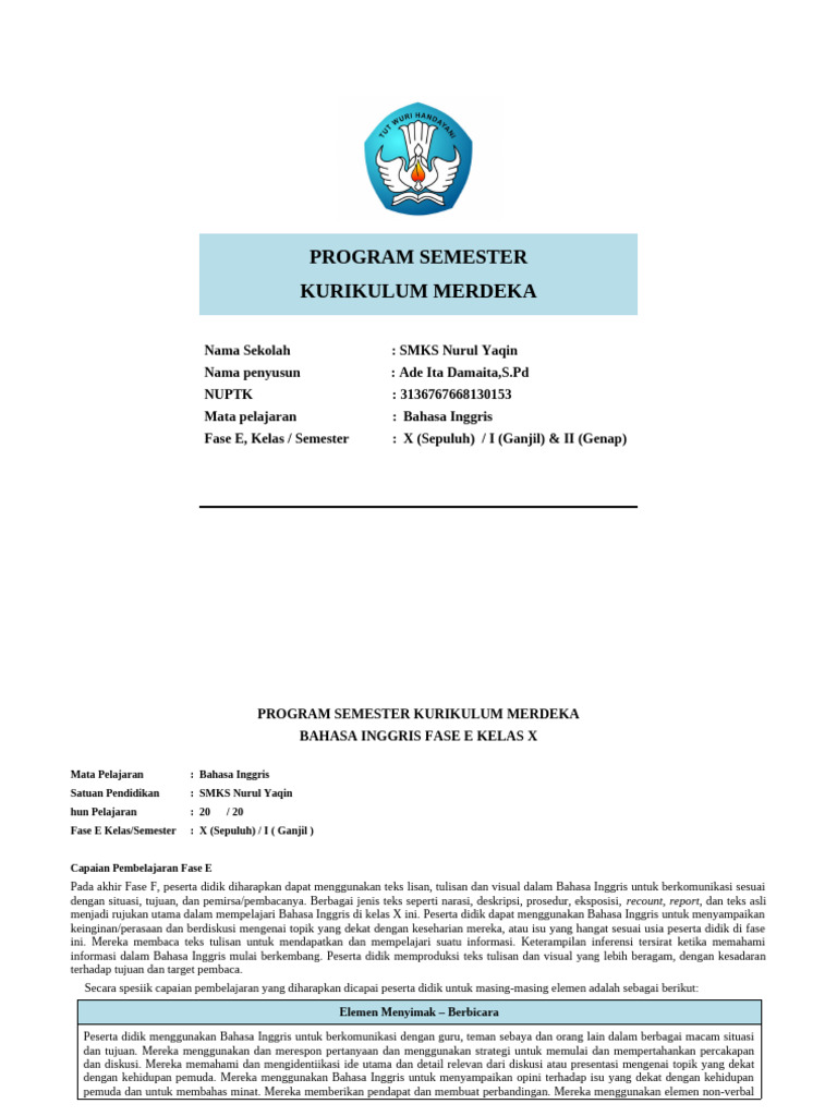 PROMES Kurikulum Merdeka | PDF