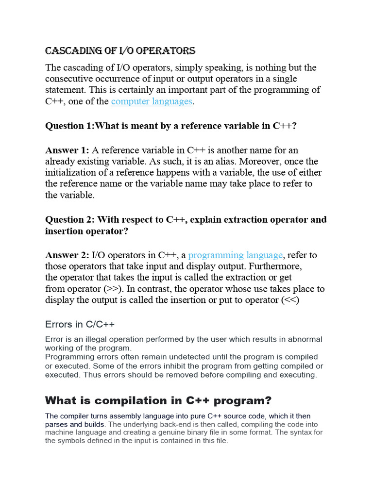 Introduction To C++ PDF | PDF