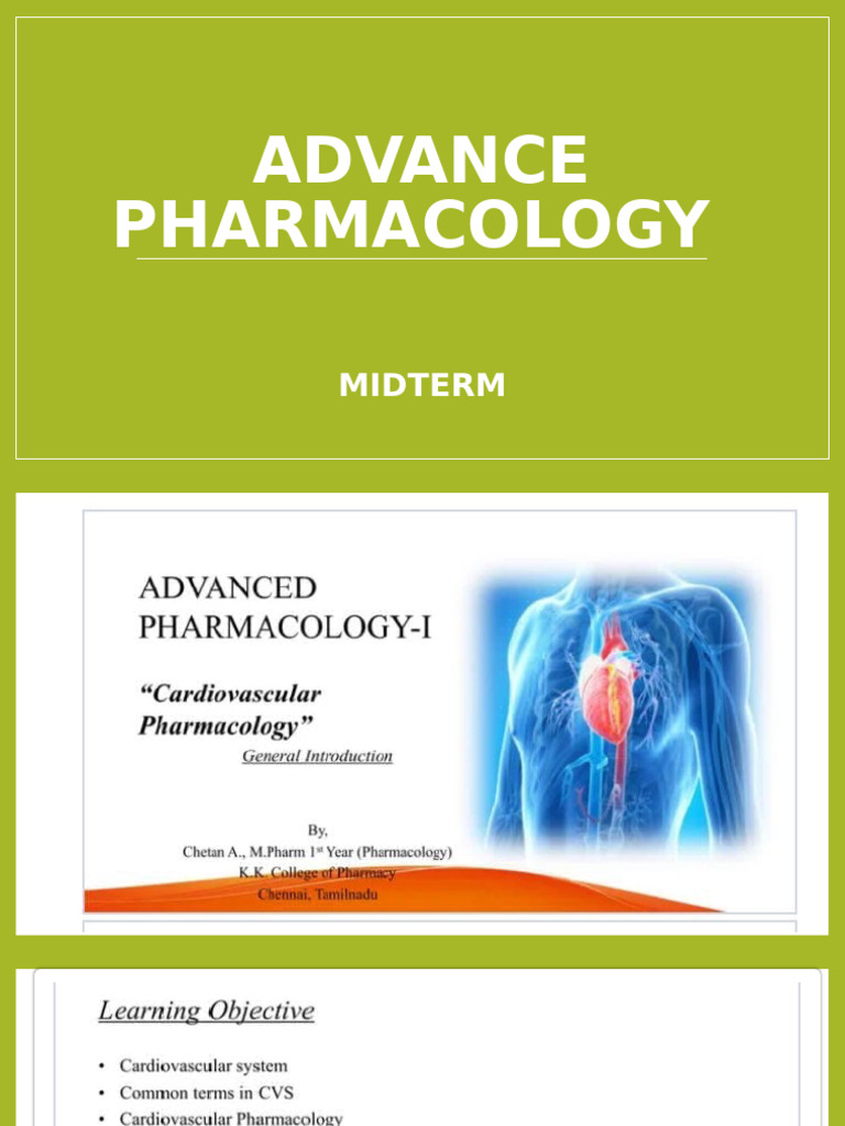 Advance Pharmacology Midterm | PDF