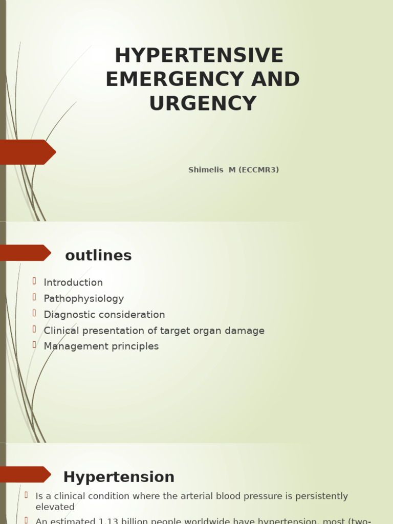 Hypertensive Emergency and Urgency | PDF