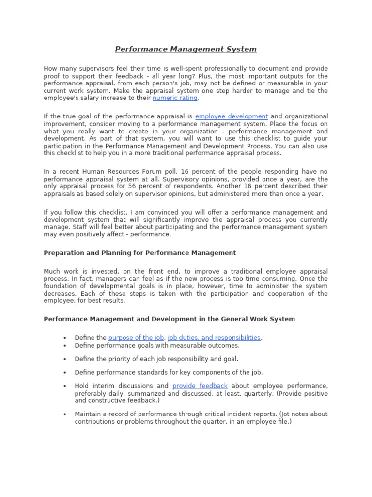 Performance Management System | PDF