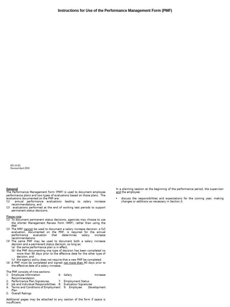 performance management form | PDF