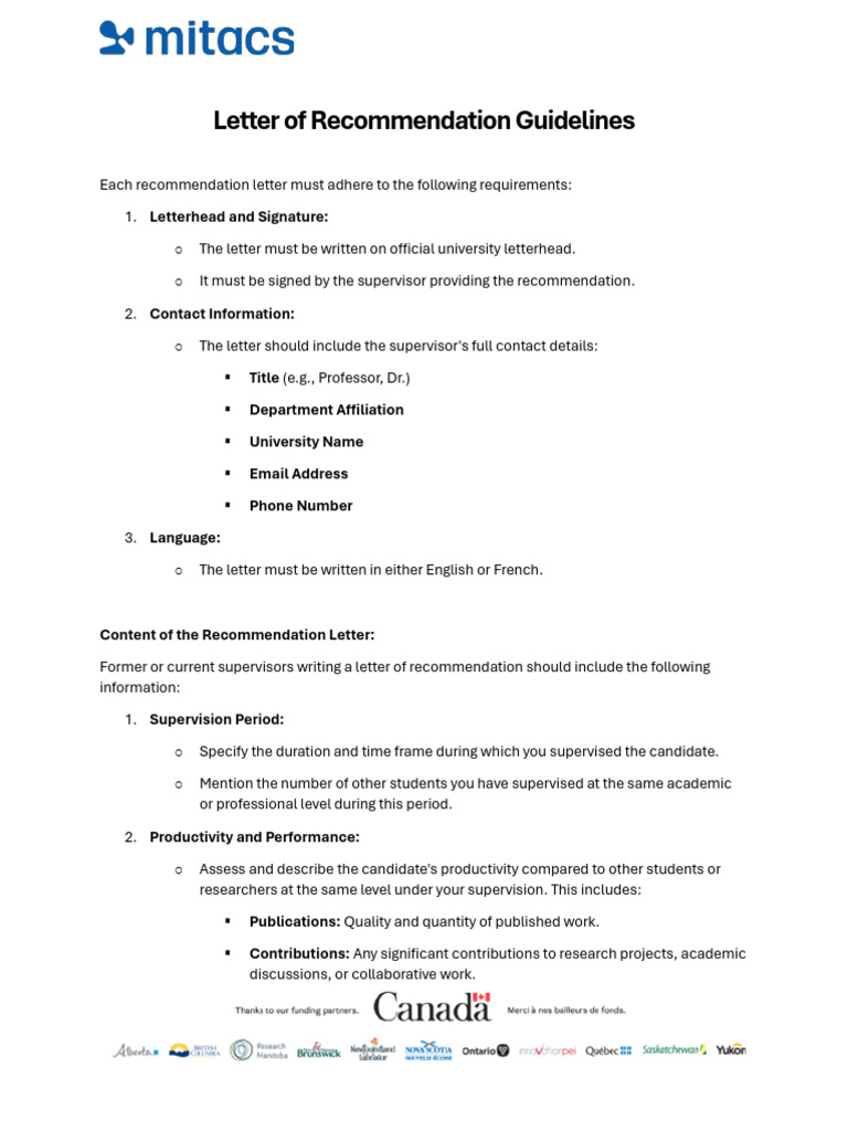 GRI - Recommendation Letter Guidelines | PDF
