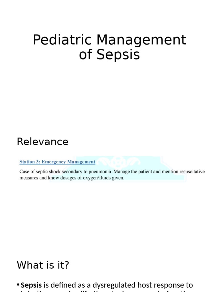 Pediatric Management of Sepsis | PDF