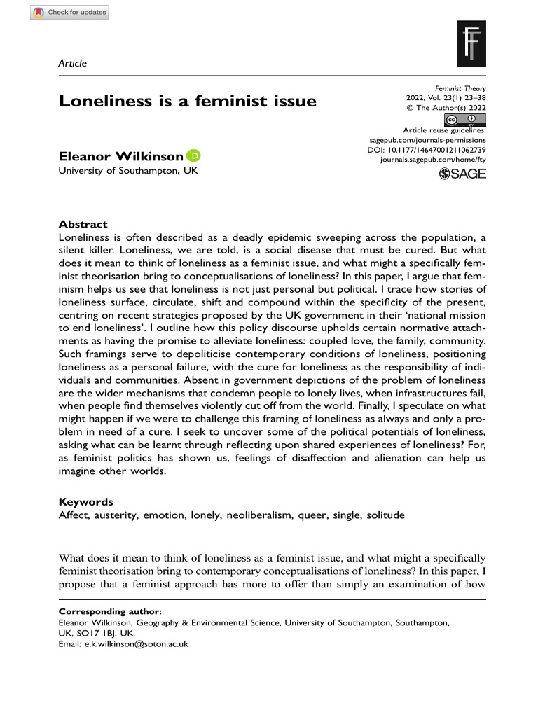 wilkinson-2022-loneliness-is-a-feminist-issue | PDF