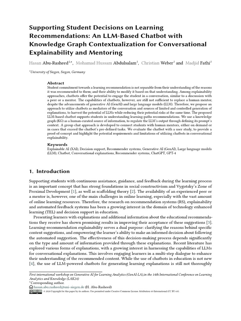 Supporting Student Decisions On Learning Recommendations - An LLM-Based Chatbot With Knowledge ...