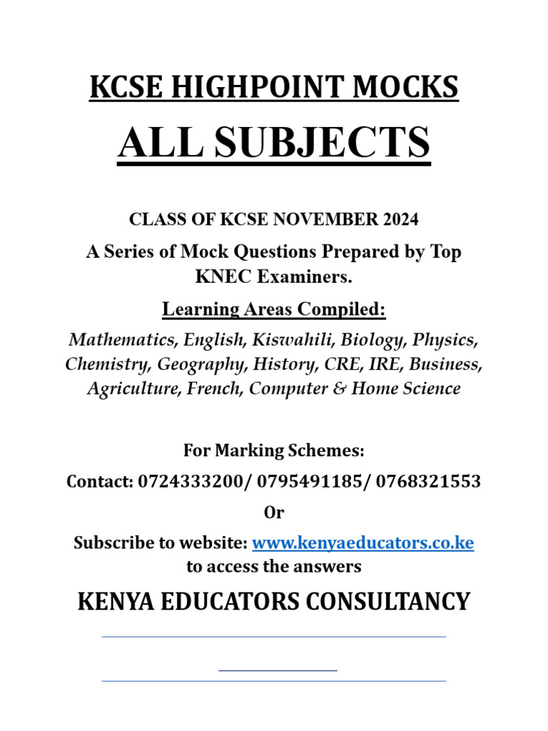 Kcse 2024 Highpoint Mocks | PDF