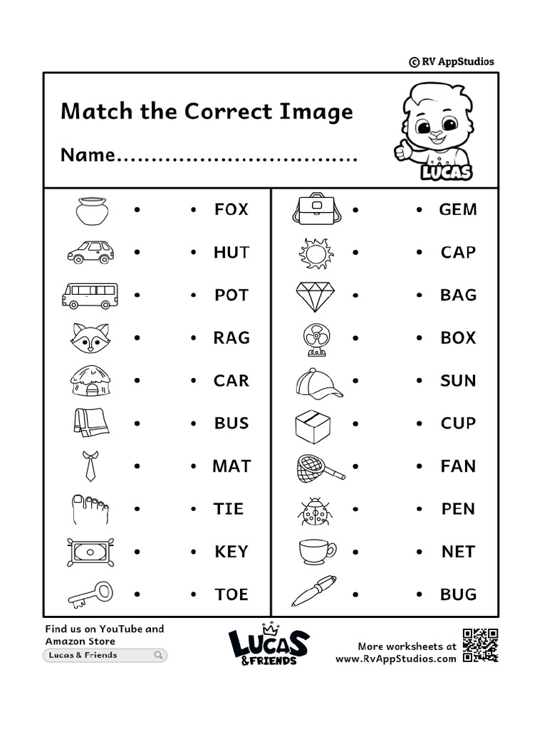 138 Free Printable Worksheets For Kids Match Words To Picture ...