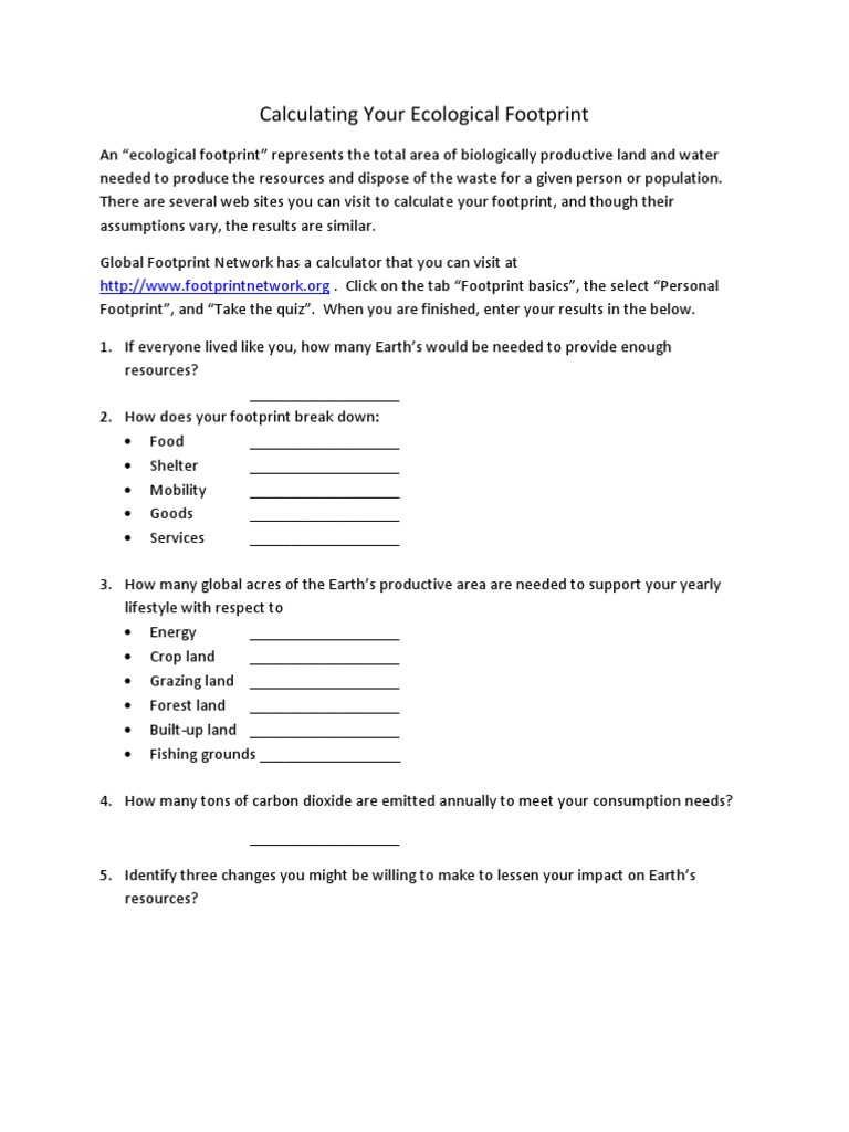 Calculate Your Ecological Footprint | PDF | Science & Mathematics