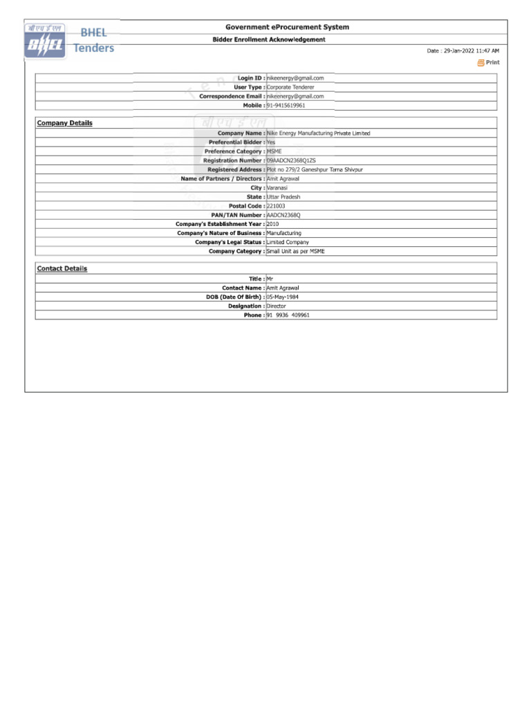 Bhel Registration | PDF
