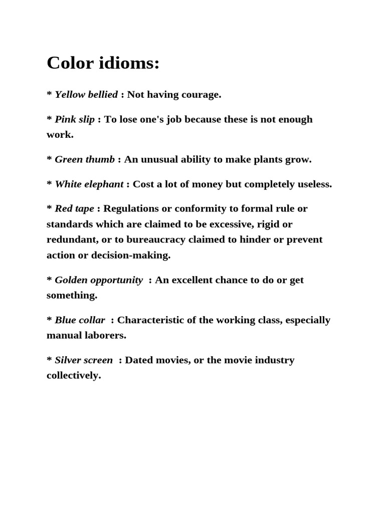 Color Idioms | PDF