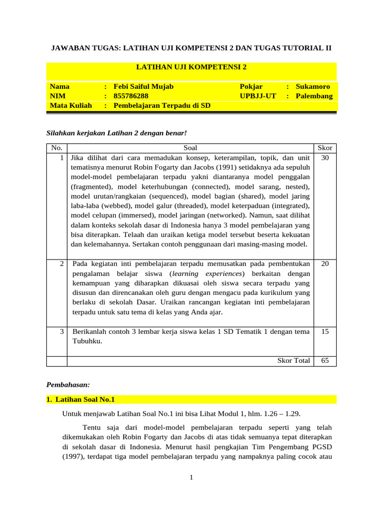 Jawaban Tugas - Latihan Uji Kompetensi 2 Dan Tugas Tutorial II PDGK4205 - FEBI SAIFUL MUJAB ...