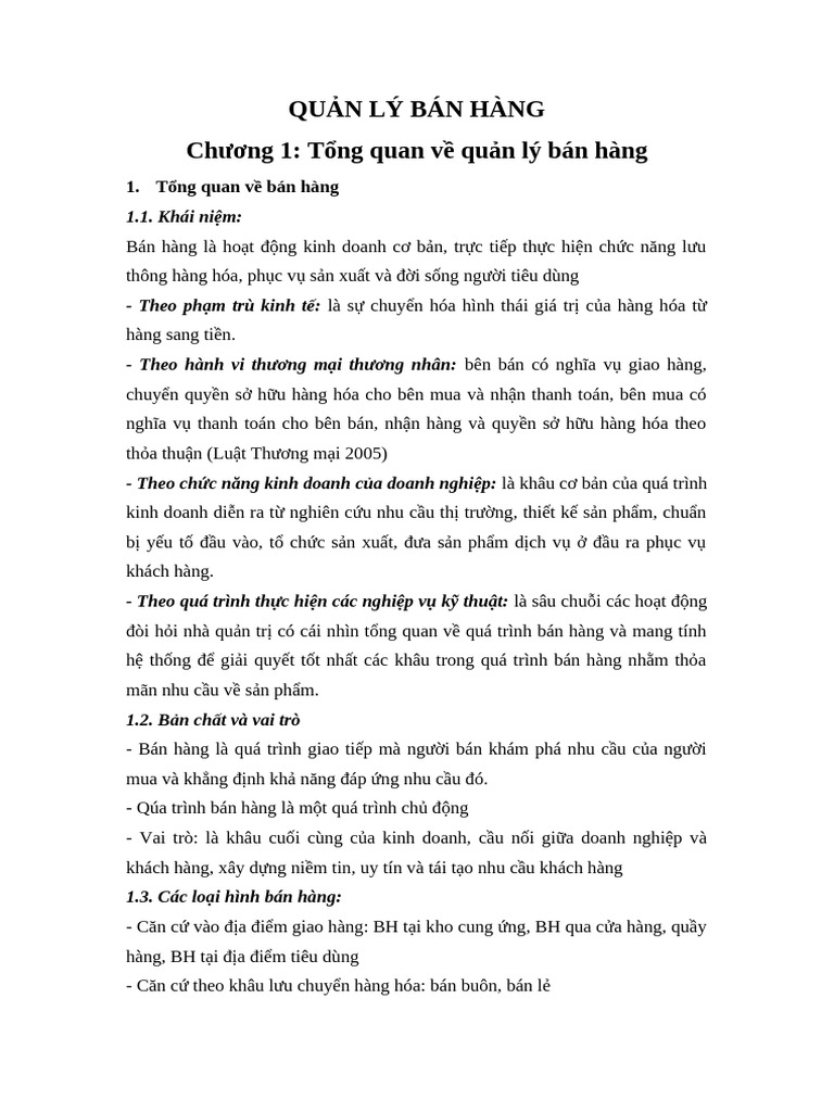 QLBH - Lý thuyết | PDF