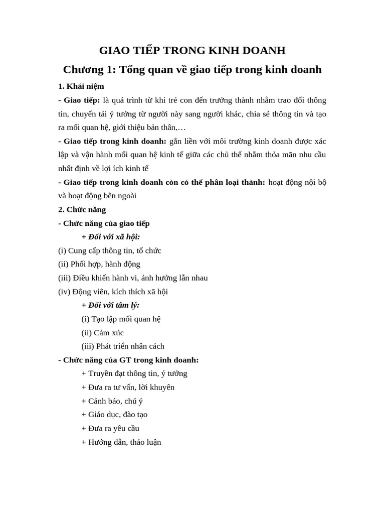 GIAO TIẾP TRONG KINH DOANH | PDF