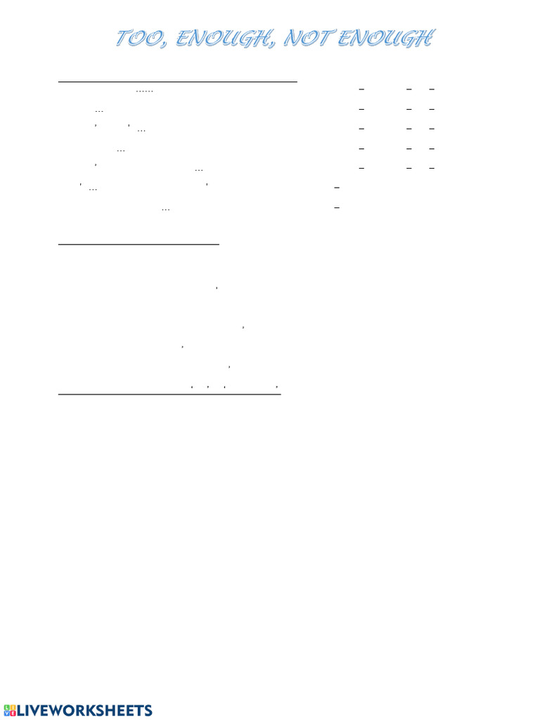 Too Vs Enough | PDF