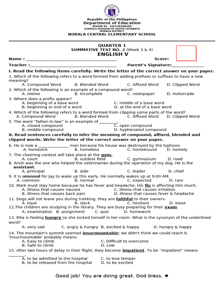 Q1_Summative2_English 5_updated | PDF