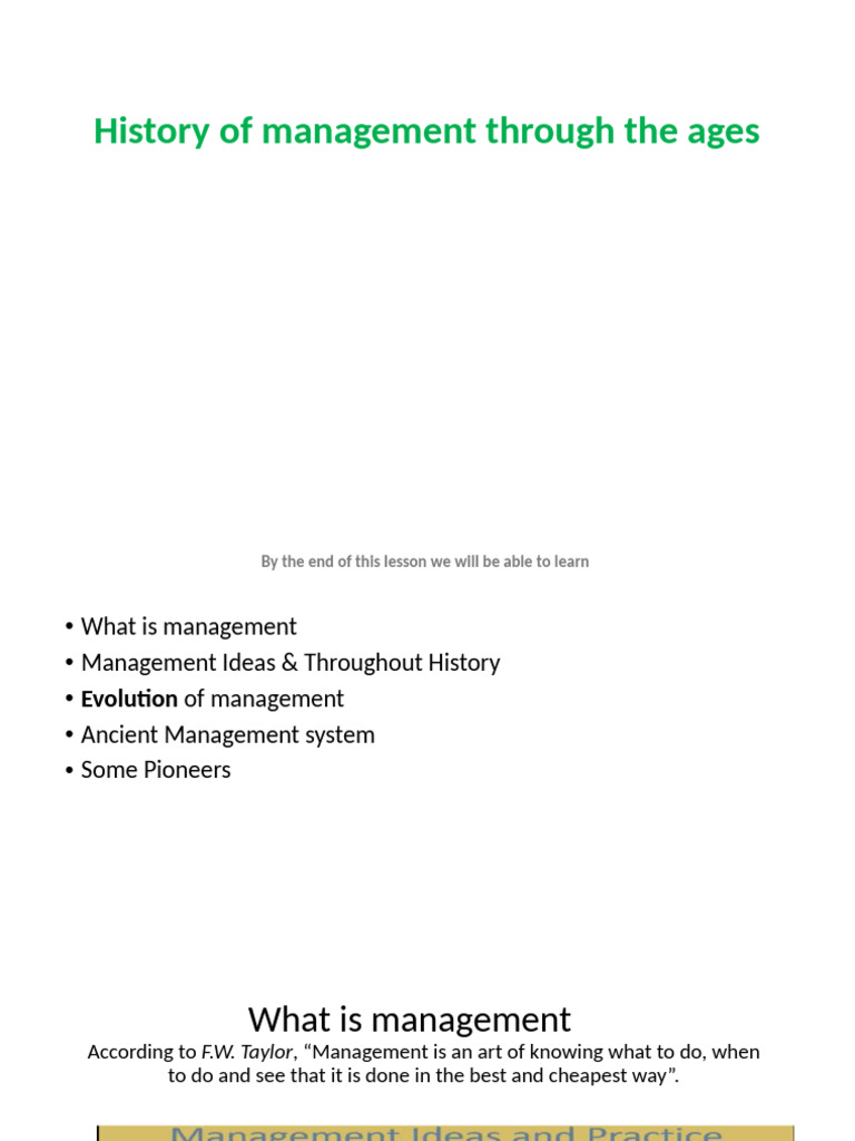 History of Management Through The Ages | PDF