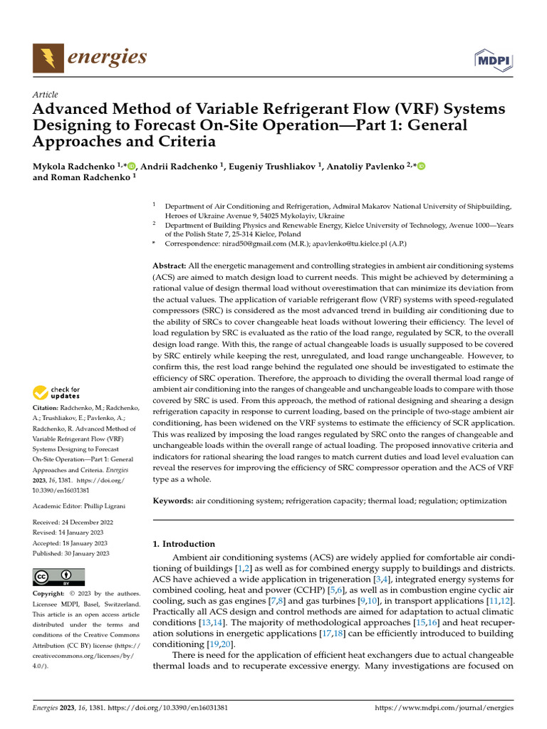 Advanced Method of Variable Refrigerant Flow VRF S | PDF