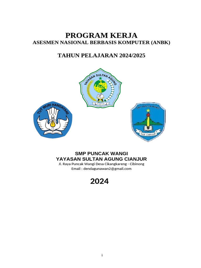 Program Kerja ANBK 2024 | PDF