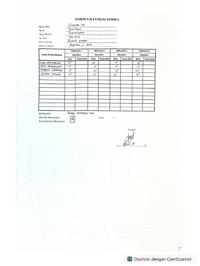 Uji Fungsi Pompa | PDF