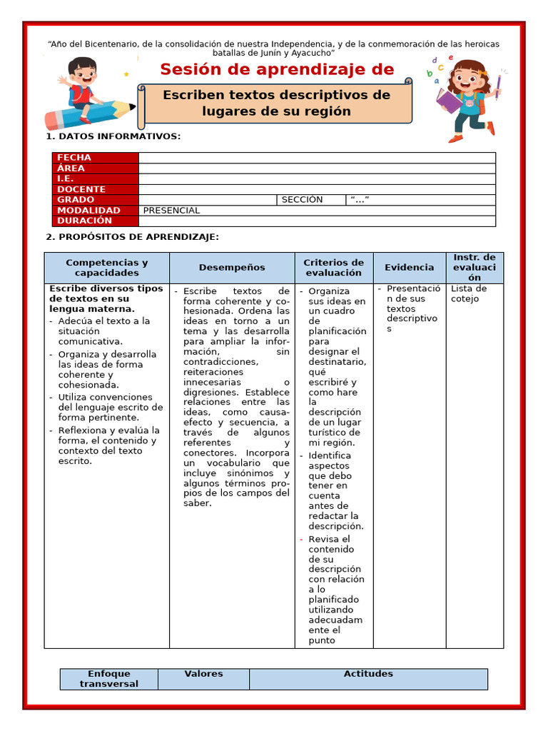 3° Grado - Sesión de Aprendizaje - Viernes 09 de Agosto Del 2024 | PDF