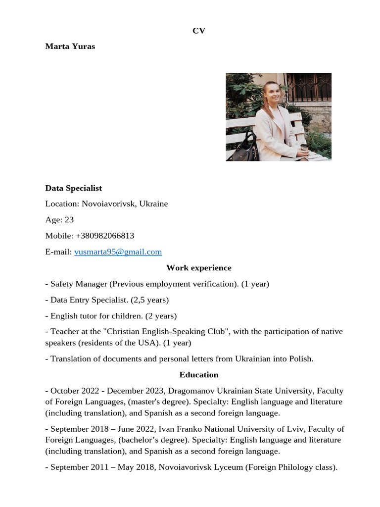 CV Marta Yuras | PDF