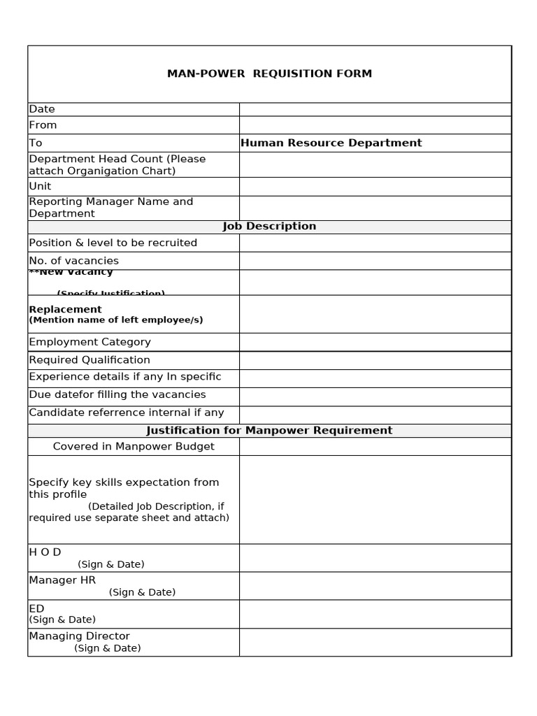 Manpower Requisition | PDF