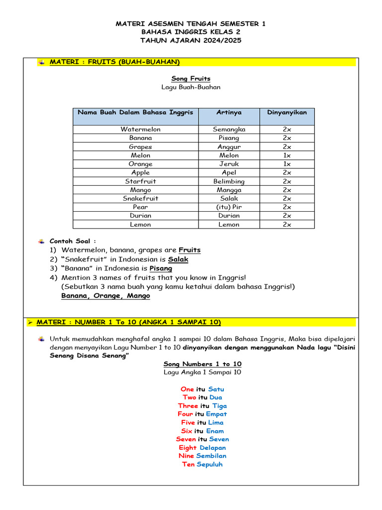 b.ing Materi Asts 1 Kls-2 2024 2025 | PDF