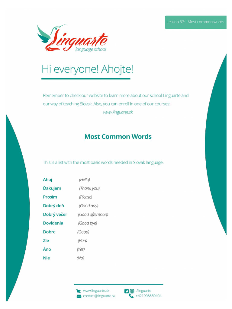 Linguarte Lesson SK57 | PDF